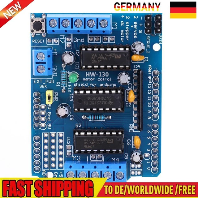 L293D DC MOTOR Drive Shield Stepper 4,5-36V 4CH Motor Control Shield ...