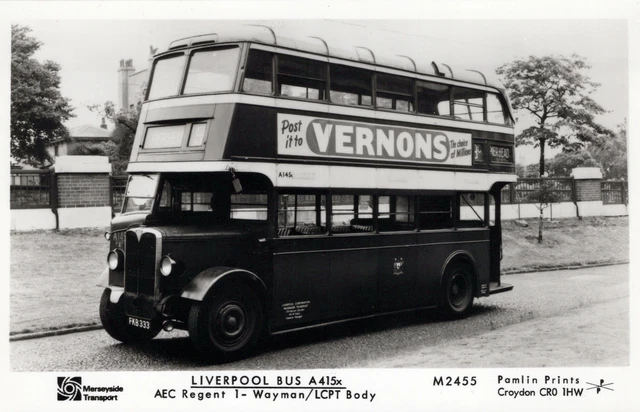 POSTCARD PAMLIN PRINTS M2455 Liverpool Bus A415x AEC Regent c1950's $4. ...