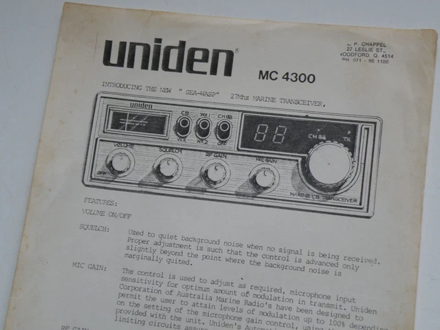 DEALER SALES & Ad Sheet*Uniden Sea-Wasp Mc-4300* Hf/Vhf Marine Radio ...