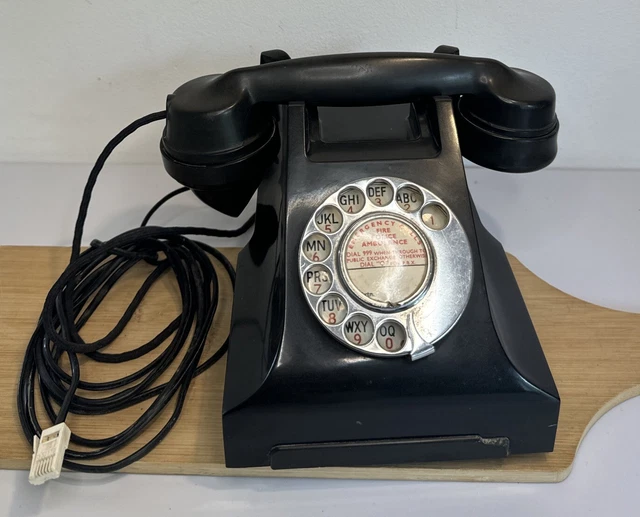 VINTAGE 1950S BLACK Bakelite Dial Telephone Model 332F Converted ...