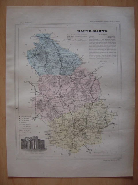 CARTE DÉPARTEMENTALE DE la HAUTE MARNE vers 1880 Chaumont Langres Vassy EUR 9,90 - PicClick FR