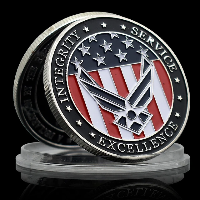 AMERICA AIR FORCE Challenge Coin Integrity, Service, Excellence Silver ...