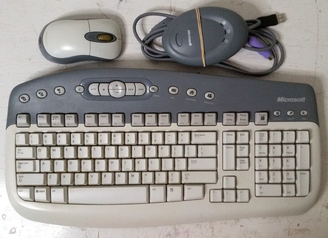 MICROSOFT WIRELESS MULTIMEDIA Keyboard & Optical Mouse Genuine Complete ...