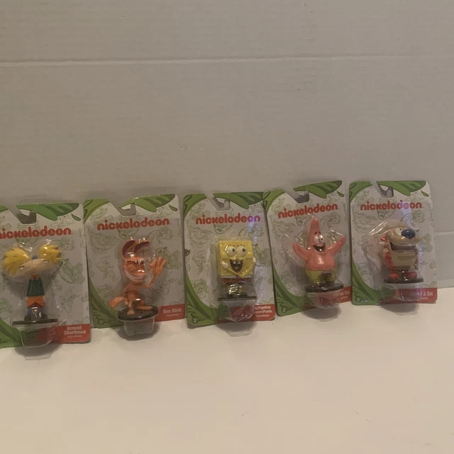 5 NICKELODEON FIGURINES. Arnold Short man-Ren Hoek-SpongeBob-Patrick ...