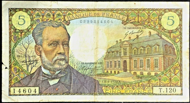 5 FRANCS PASTEUR FRANCE 1970 Bank-note paper money £3.15 - PicClick UK