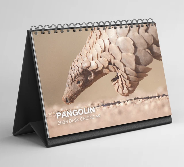 PANGOLIN DESK CALENDAR 2026-2027: Standing Flip Desktop Calendar £14.99 ...