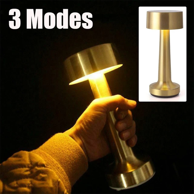 TABLE LAMP RECHARGEABLE Cordless LED Bar Hotel Decor Metal Night Light ...