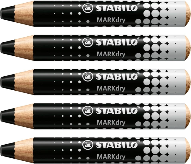 WHITEBOARD AND FLIPCHART Markers - STABILO MARKdry - Pack of 5 - Black ...