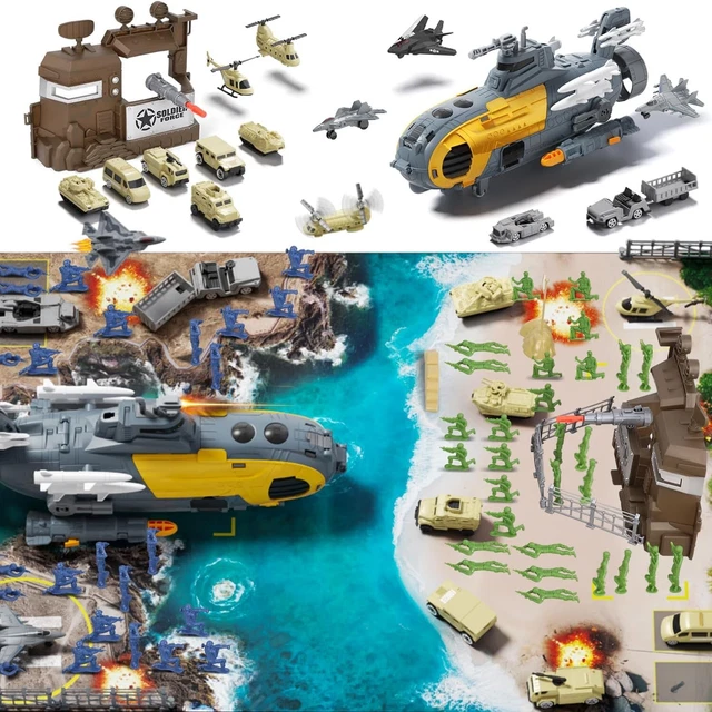 CASTLE ARMY PLAYSET with Submarine Including Military Base, Vehicles ...