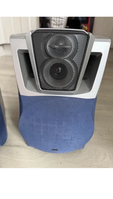 JVC SP-MXJ300E SPEAKERS 100 Watt 6 Ohms Silver Blue Bookshelf Garage ...