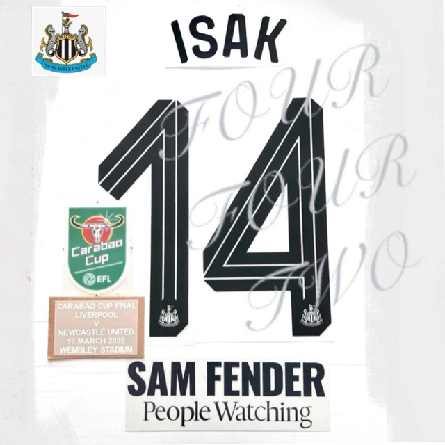 NEWCASTLE ISAK #14 Carabao Cup Final 2025 name and number + Patch ...