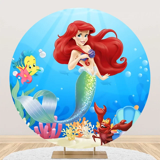 ROUND LITTLE MERMAID Ariel Backdrop Princess Party Photo Background ...