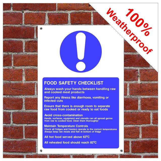 FOOD SAFETY CHECK-LIST sign FOO25 Kitchen and Food Hygiene signs $42.94 ...