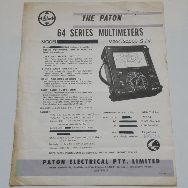 *THE PATON 64+32 Series Multimeters*Oz Sales, Specifications &Prices ...