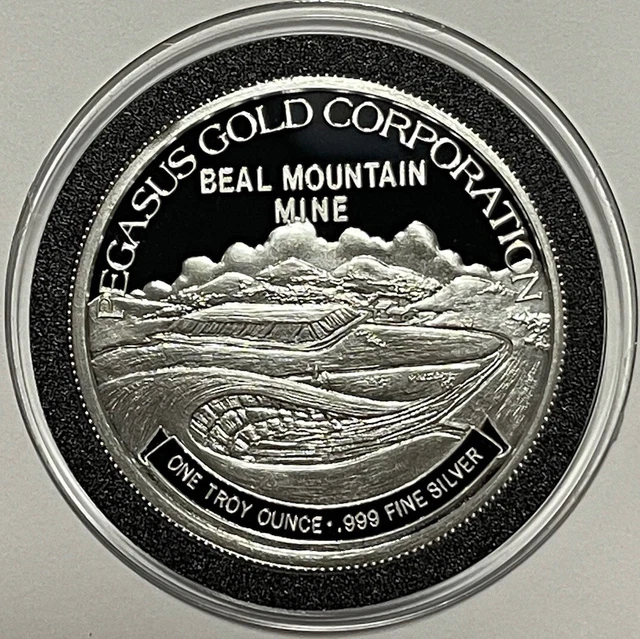 PEGASUS BEAL MOUNTAIN Mine Montana Proof Coin 1 Troy Oz .999 Fine ...