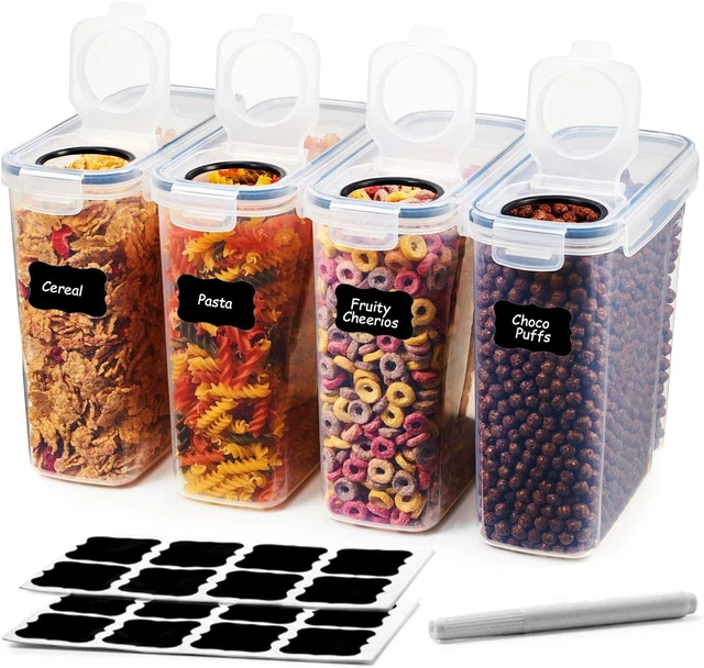 4L LARGE CEREAL Containers for Storage,Airtight Plastic BPA Free ...