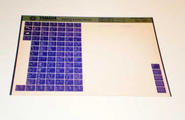 MICROFICHE CATALOGO RICAMBI Yamaha TDM 850 H / N Da 1992 Stand 11/1991 ...