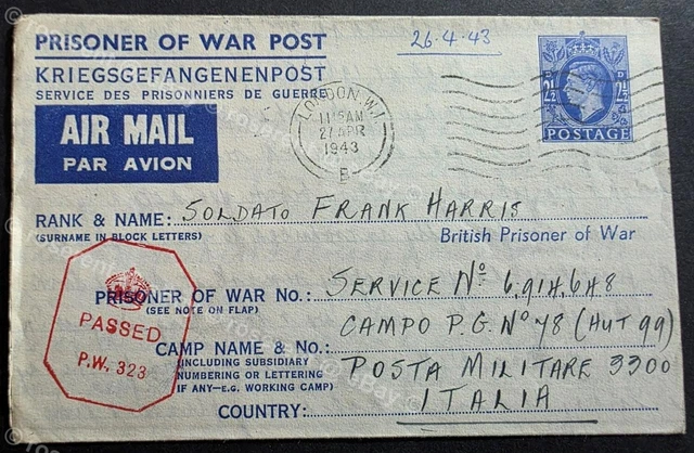 WW2 RIFLE BRIGADE P.O.W. in Italy - RFLM Frank Harris - from Brother 26 ...