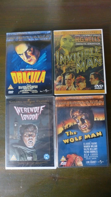 8 UNIVERSAL HORROR DVDs Frankenstein, Bride, Dracula, Wolfman, Mummy ...
