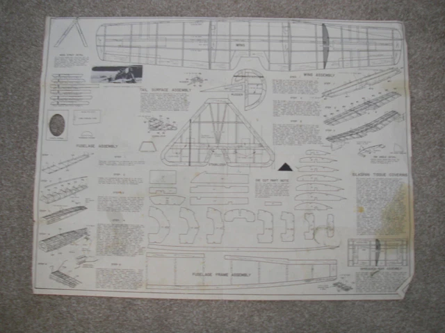 KIT MODELLI STERLING Piani di Fokker D8 scala WW1 monoplano modello 21 ...