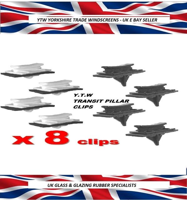 FORD TRANSIT FRONT Windscreen Side Trim Clips A Pillar X8 Moulding ...