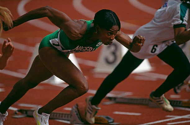 NIGERIAN SPRINTER MARY Onyali-Omagbemi competing in the qualifying- Old ...