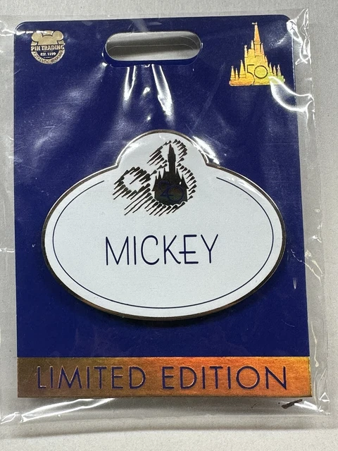DISNEY WDW 50TH Mickey 20th Anniversary Name Tag Badge Pin LE 600 £143. ...