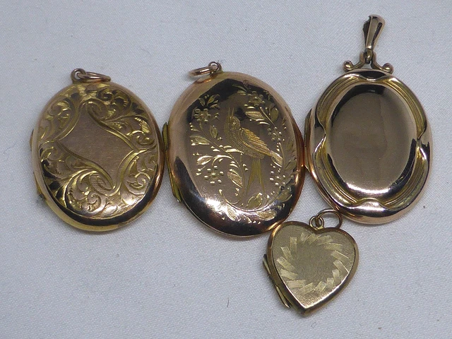 LOT OF 4 Antique And Vintage 9Ct Gold Back And Front Photo Lockets 18.84G £216.00 - PicClick UK