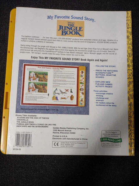 MY FAVORITE SOUND Story 1996 Disney The Jungle Book Golden Books (Works ...