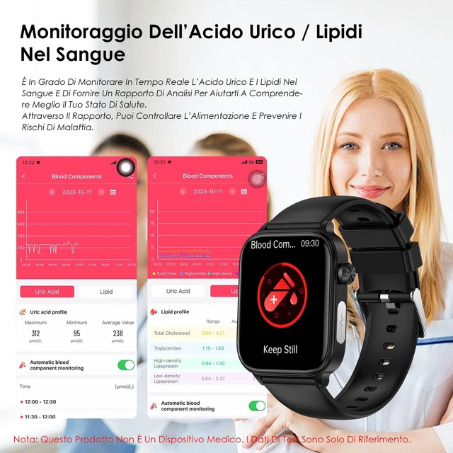 2026 NUOVO SMARTWATCH Uomo Donna ECG/Pressione Sanguigna/Acido EUR 67 ...