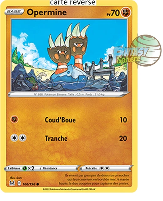 POKEMON 106/196_R OPERMINE Reverse EB11 Epee et Bouclier 11 Origine ...