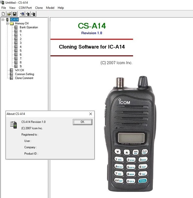 ICOM CS-A14 REV. 1.0 PROGRAMMING AND CLONE SOFTWARE for IC-A14, IC-A15 ...