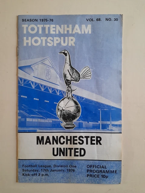 TOTTENHAM HOTSPUR VS Manchester United programme 17th Jan 1976 £2.99 ...