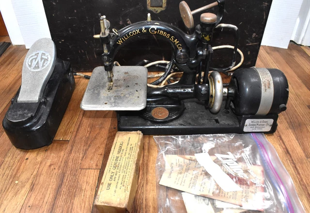 RARE ANTIQUE ORIGINAL Willcox & Gibbs Sewing Machine w Foot Pedal ...