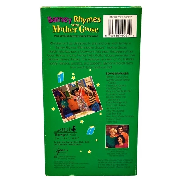 BARNEY RHYMES WITH Mother Goose 1993 VHS Tape Vintage 90s Sing Along ...