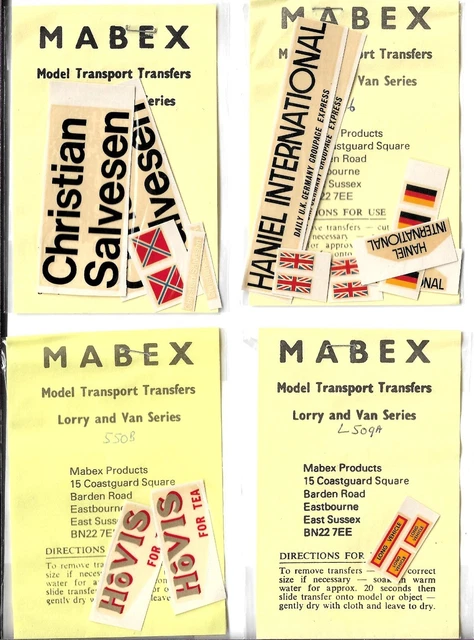 MABEX 4 ASSORTED Packs Of Model Transport Water Slide Transfers Railway ...