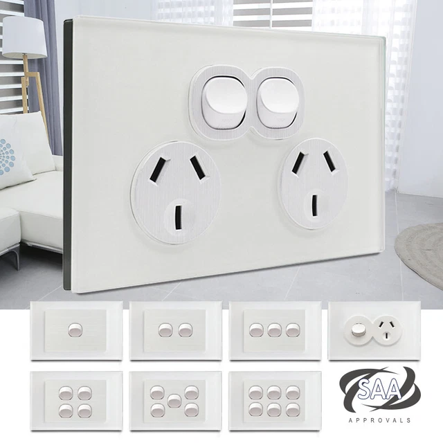SAA APPROVE ELECTRICAL Wall Power Point Socket GPO Glass Switch Panel ...