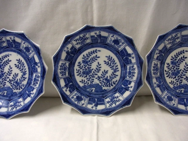 3 CHINESE PORCELAIN Canton Blue & White Plates 16 cm diameter £16.14 ...