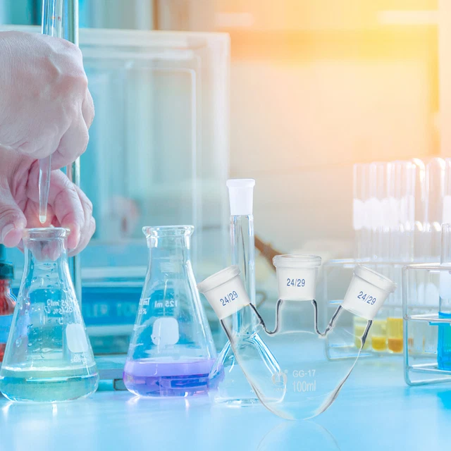 SIDE STANDARD FLASK 3 Neck Flask Heavy Wall Flasks 3 Neck Laboratory ...