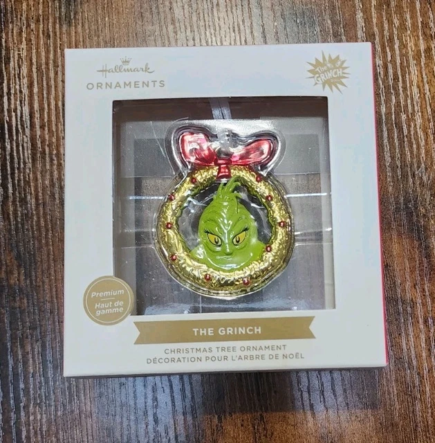 NEW HALLMARK 2025 Dr Seuss The Grinch Premium Metal Red Box Ornament ...