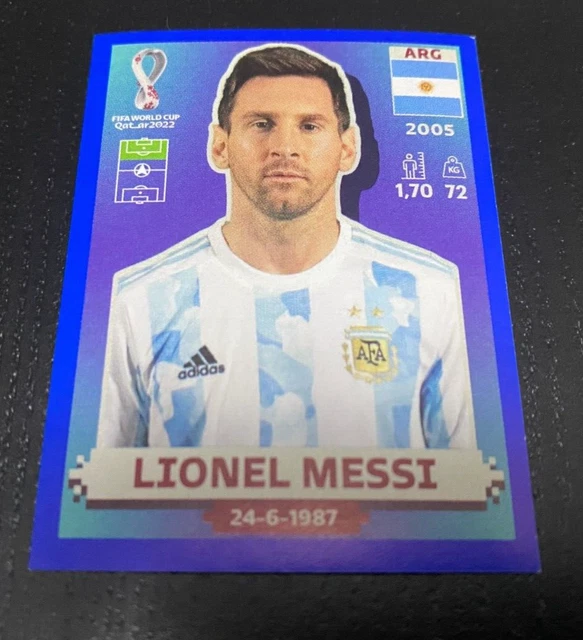 PANINI 2022 FIFA World Cup Lionel Messi Argentina Sticker Blue Parallel ...