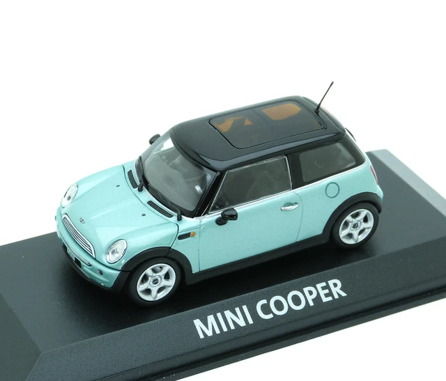 MINI COOPER R50 2001-2006 silk grün green schwarz black Minichamps 1:43 ...
