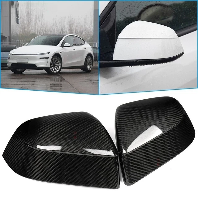 FOR TESLA MODEL Y 2026+ Real Carbon Side Rear View Mirror Cover Trim ...