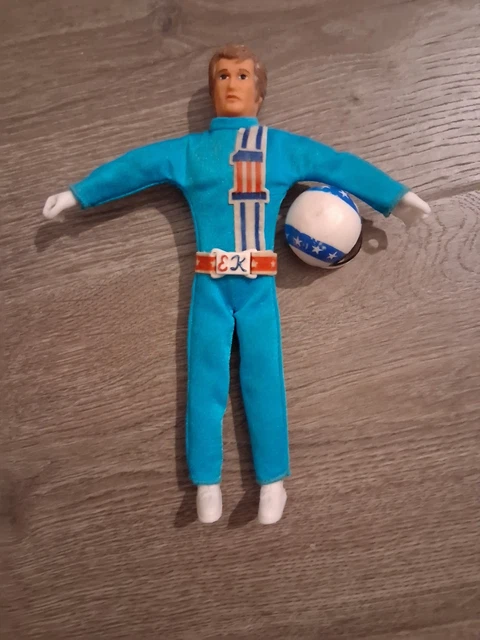 VINTAGE EVEL KNIEVEL Blue Suit Racing Figure W/ Helmet & Correct Red ...