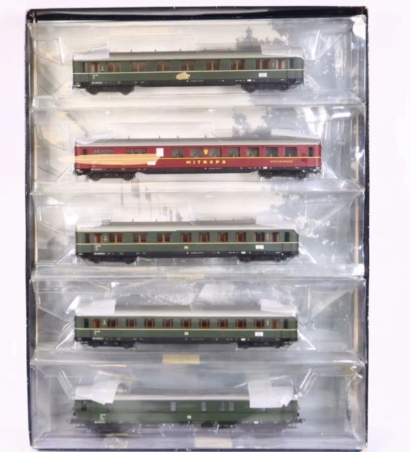 LILIPUT HO SCALE Passenger Coach Set 5X Wagons Dr Ep. Iii Mitropa Green ...