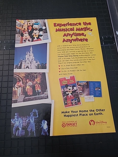 DISNEY THEME PARK Sing Along 8x11 Print Ad 1990s Vintage Wall Art £7.15 ...