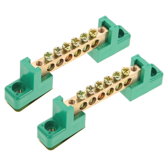 2PCS COPPER GROUND Bars Grounding Busbar Bar Grounding Block with 6 ...