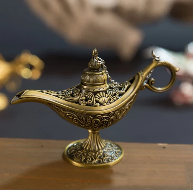 ALADDIN VINTAGE LAMP Hollow Out Fairy Tale Magic Aladdin Wishing Lamp ...