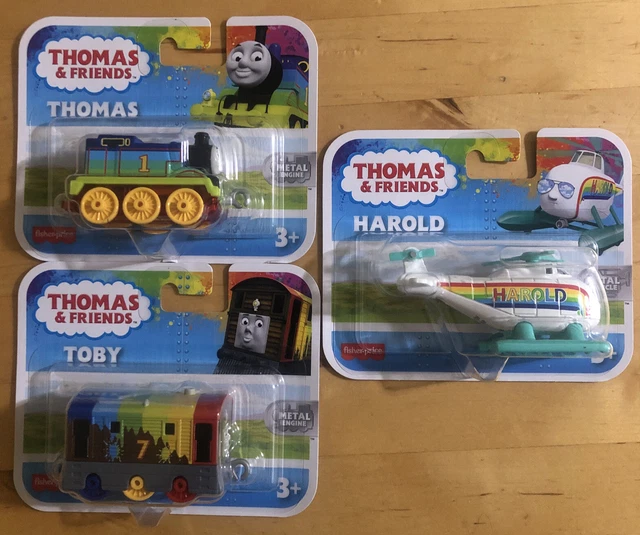 THOMAS & FRIENDS Train Rainbow Thomas, Toby & Harold Metal Engine Lot ...