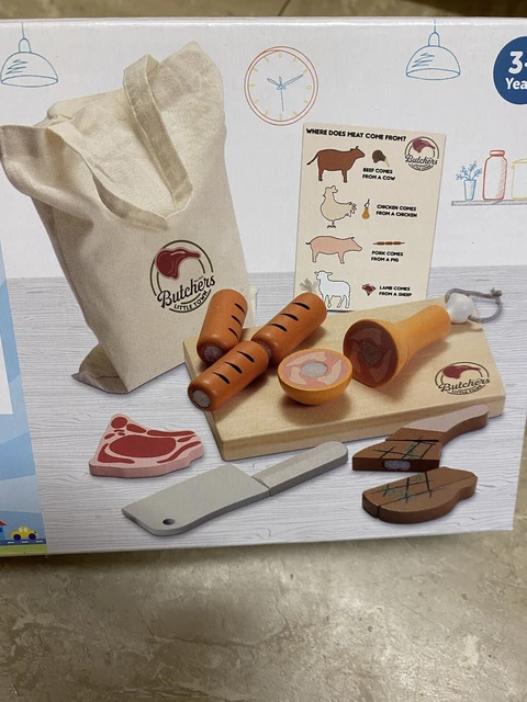ALDI LITTLE TOWN Wooden Butcher Toy Set | New | Food Role-Play Playset ...